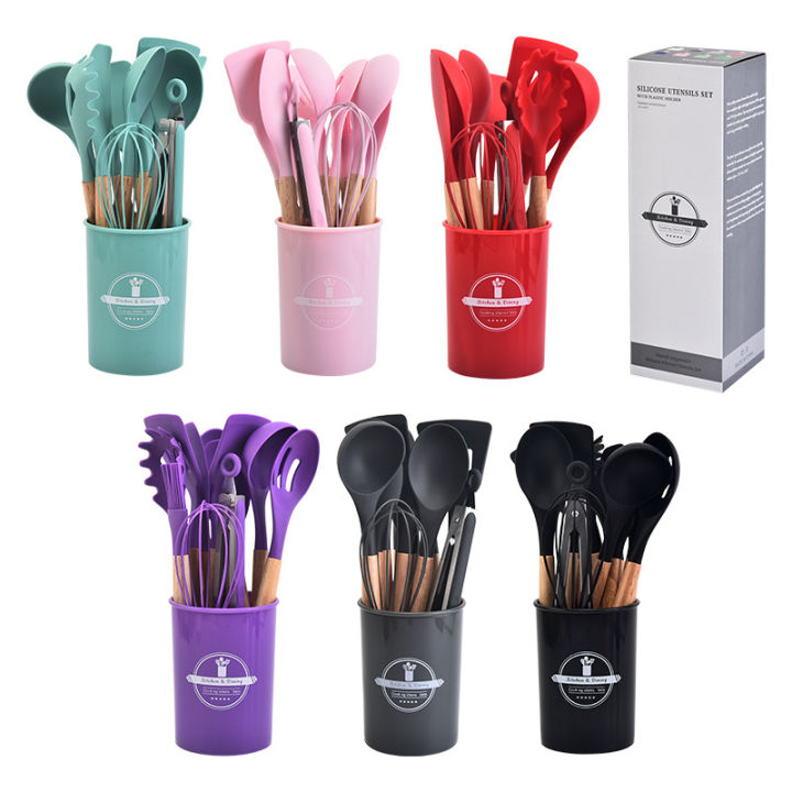 12PCS Kitchen Utensil Set Silicone Cooking Kit Spatula Heat Resistant ...