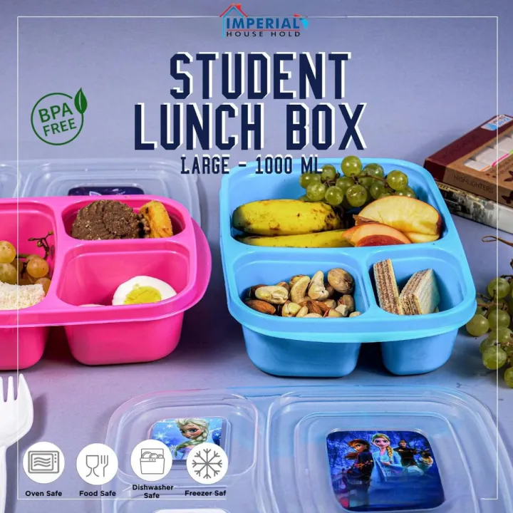 Student Lunch Box Large 1000 ML (With Three Portions) For School | Daraz.pk
