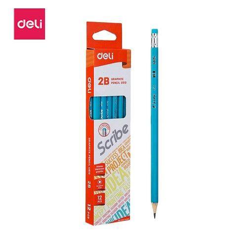 Deli Scribe Graphite Black Lead 2B Pencil with Eraser | Daraz.pk