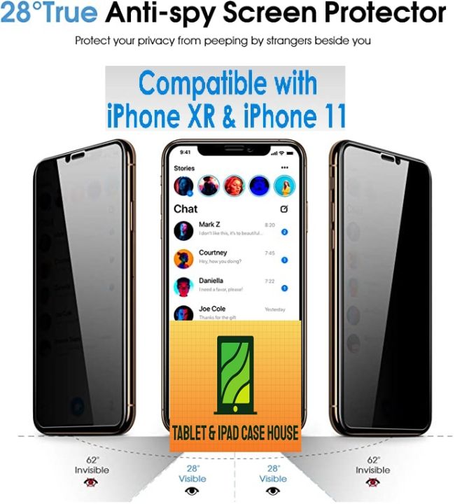 Privacy Screen Protector iPhone XR / iPhone 11 Privacy Tempered Glass ...
