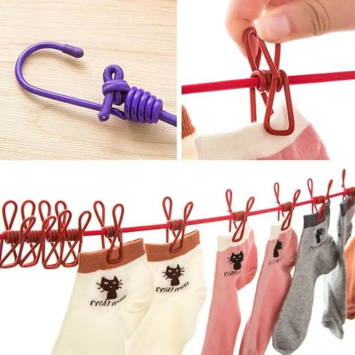 Portable Windproof Clothesline Hanger Drying Rack Hanging Rope Line ...