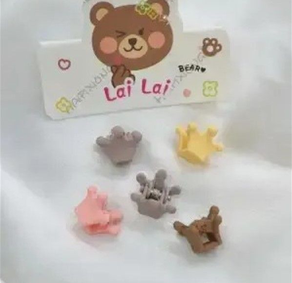 LDM Cute Aesthetic Small Crown Hair Clip Set for Kids - 5 small clips ...