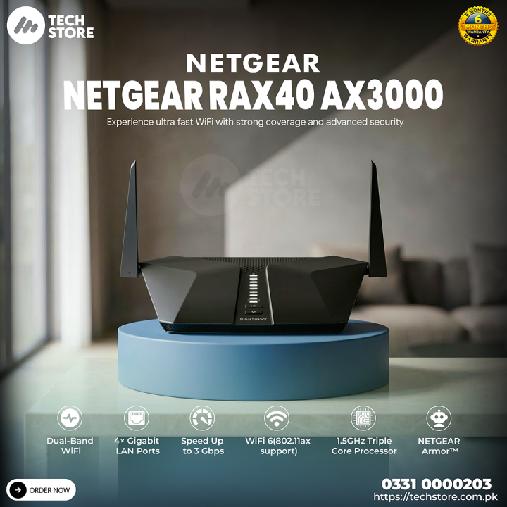 Netgear Nighthawk RAX40 AX3000 WiFi 6 Router – High-Speed Dual-Band ...