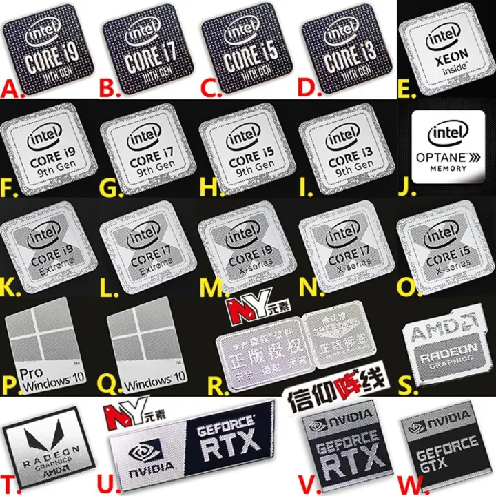 10th Generation Ten Core i9 i7 i5 i3 cpu Metal Sticker Laptop Label ...