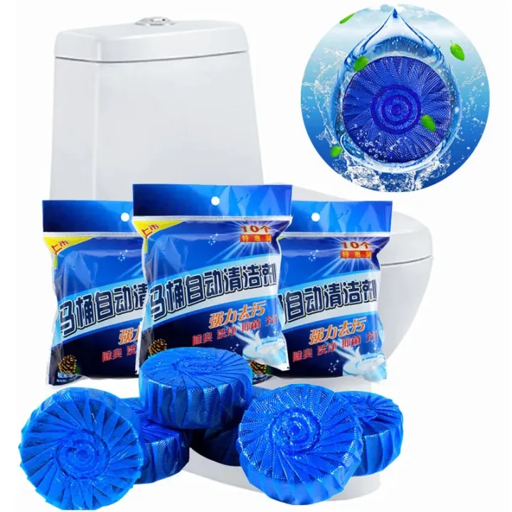 10Pcs Automatic Flushing Blue Bubble Toilet Bowl Cleaner Tablets ...