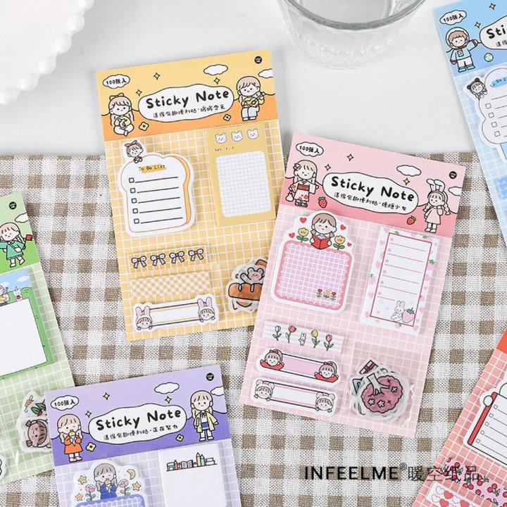 Have Fun Series Cute Girl Rabbit Bear Memo Pad Kawaii Sticky Notes Girl ...