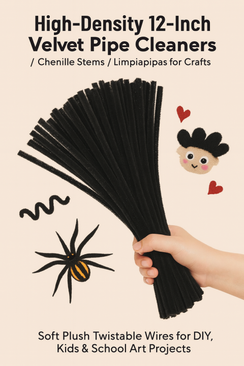 100pcs High-Density 12-Inch Velvet Pipe Cleaners / Chenille Stems ...