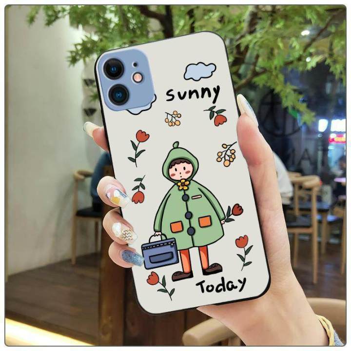 For iPhone 12 mini Back Cover Case Fashion Cartoon girl Square Frame ...