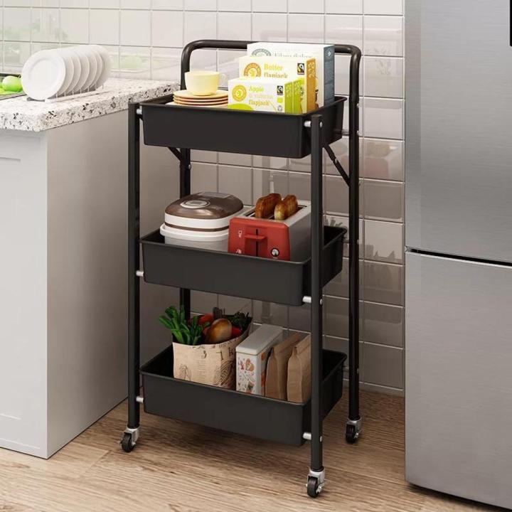 Metal Storage Cart Rolling cart Utility cart Installation-Free Folding ...