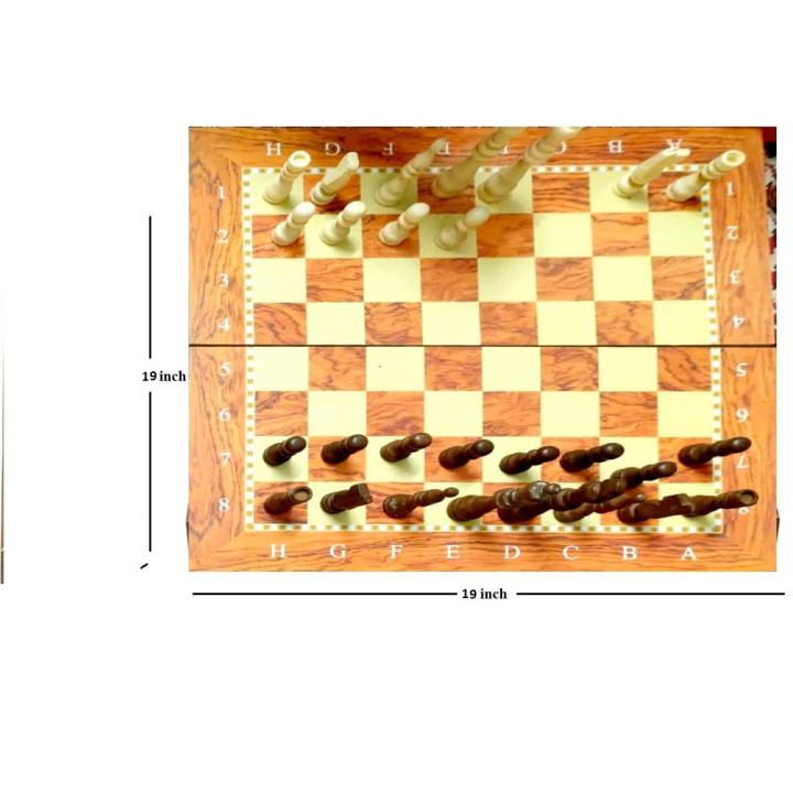 Safdar Mart- 3 In 1 Foldable 19’’ x 19’’ inch Wooden Chess Board Set ...