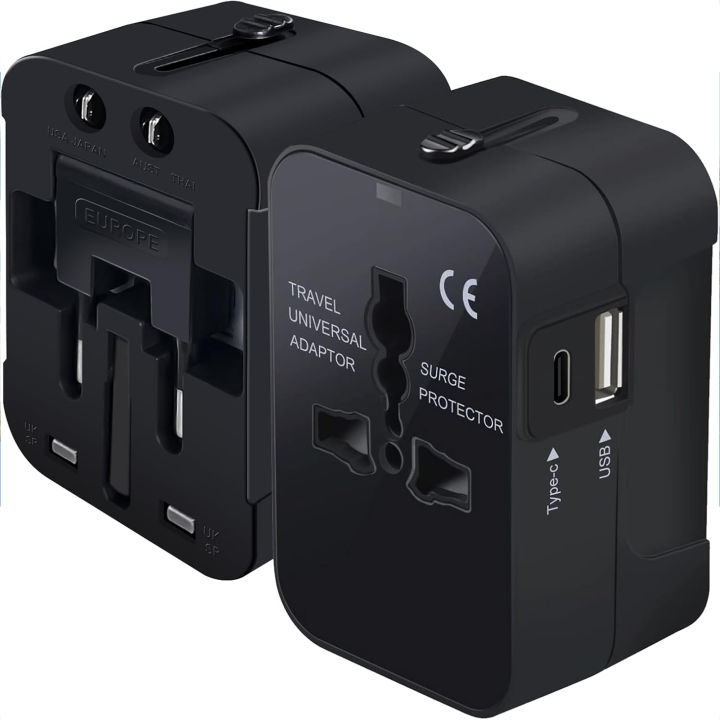 Universal Travel Adapter with USB & USB-C Ports - Compact Power Adapter ...