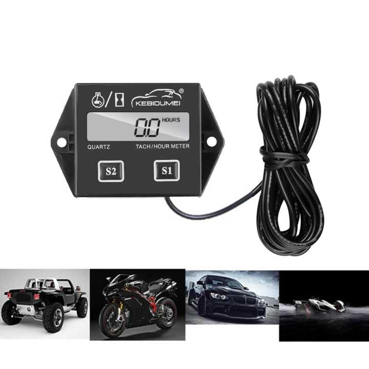 Digital Engine Tach Hour Meter Tachometer Gauge Engine RPM LCD Display Motorcycle Motor Stroke ...