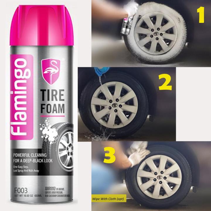 Flamingo Tire / Tyre Foam - 650ML | Tyres Foam And Shine | Tyre Cleaner ...