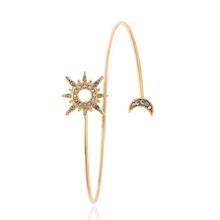 Simple Trendy Zircon Rhinestone Star Moon Upper Arm Cuff Bangles Arm ...
