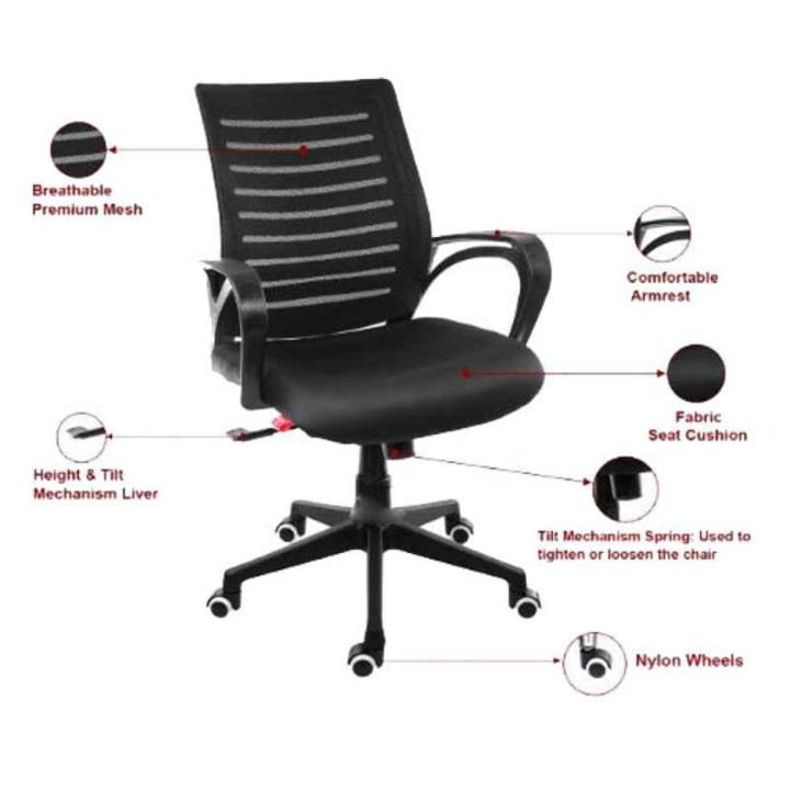 Office Chair Ergonomic Mid-Back Mesh Computer chair Lumbar Support ...