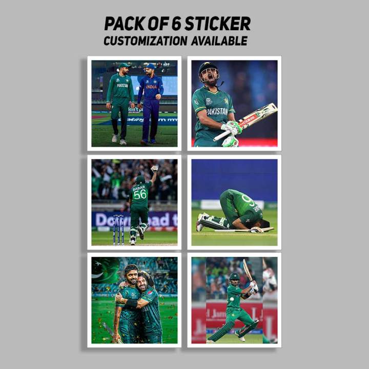 Pack of 6 Mini Babar Azam Sticker - 1.2inch by 1.2inch Stickers ...