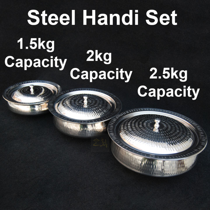 Stainless Steel handi Set of Three Steel Lid Large Sizes for Family ...