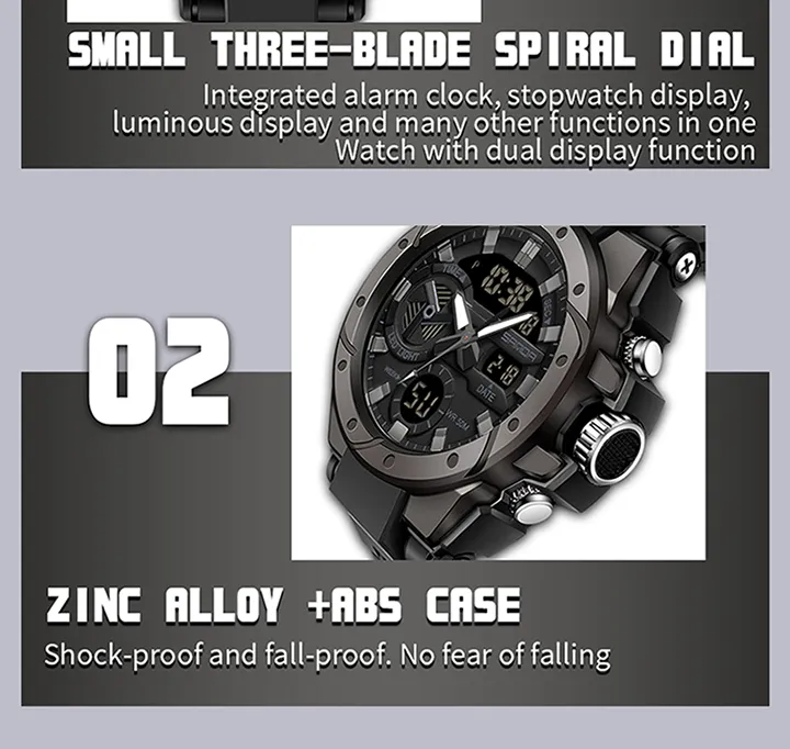 Sanda Men's Watches G style Mens Dual Display Electronic Quartz Watches ...