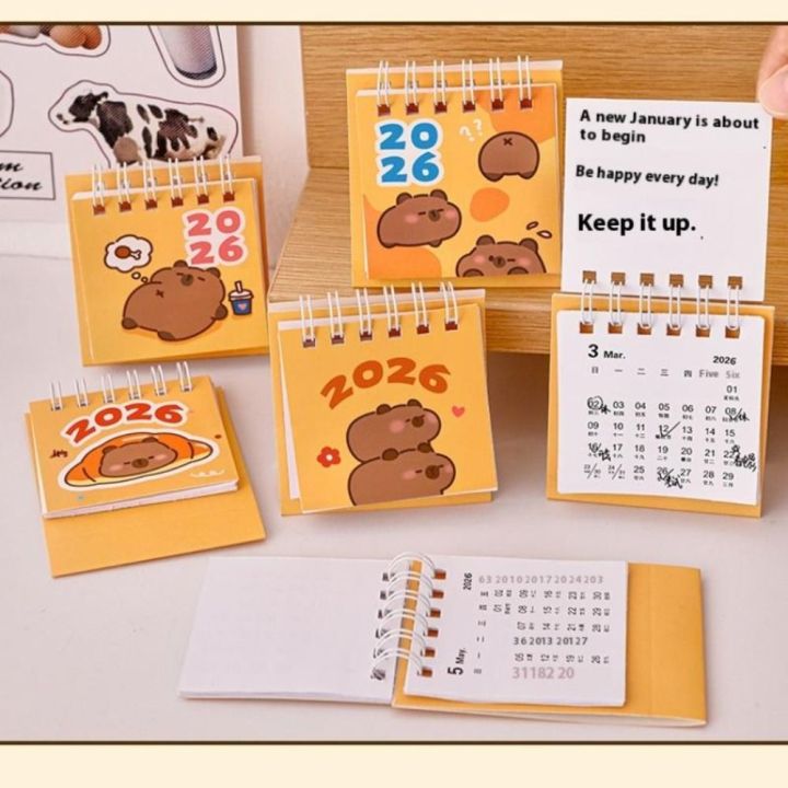 Cute Mini 2026 Desk Calendar Portable Cartoon Capybara Mini Desk ...