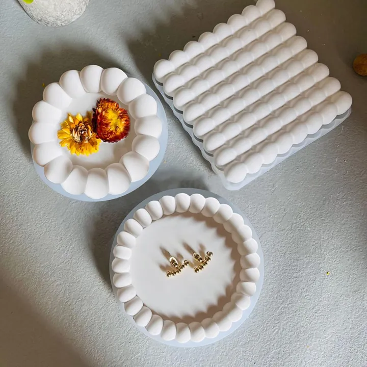 Plate Storage Coaster Mold DIY Cement Nordic Plaster Coaster Round Tray ...