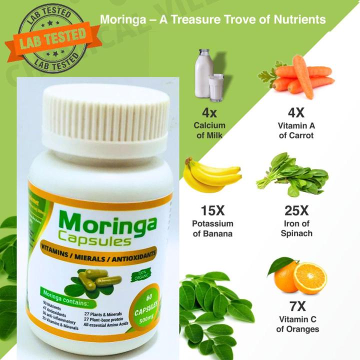 Moringa Oleifera Extract 60 cap.lab tested approved.100% Natural ...