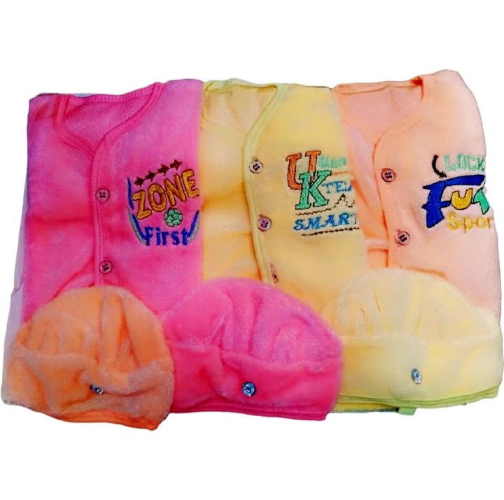Pack Of 3 - New Born Baby Winter Dress - Best Quality Fleece Warm Dress ...