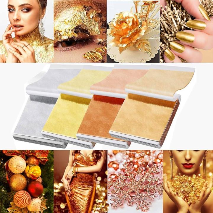 25 Pcs Gold Sheets 14x14cm, Gold Leaves Copper Foil Sheets with ...