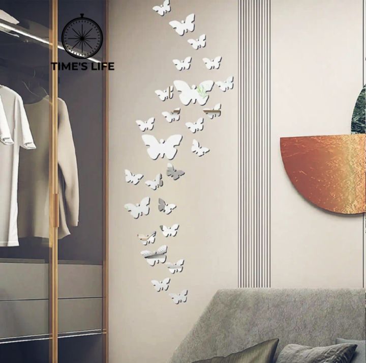 Acrylic 3D 25 and 10 Piece Butterfly Mirror Wall Stickers DIY Fashion ...