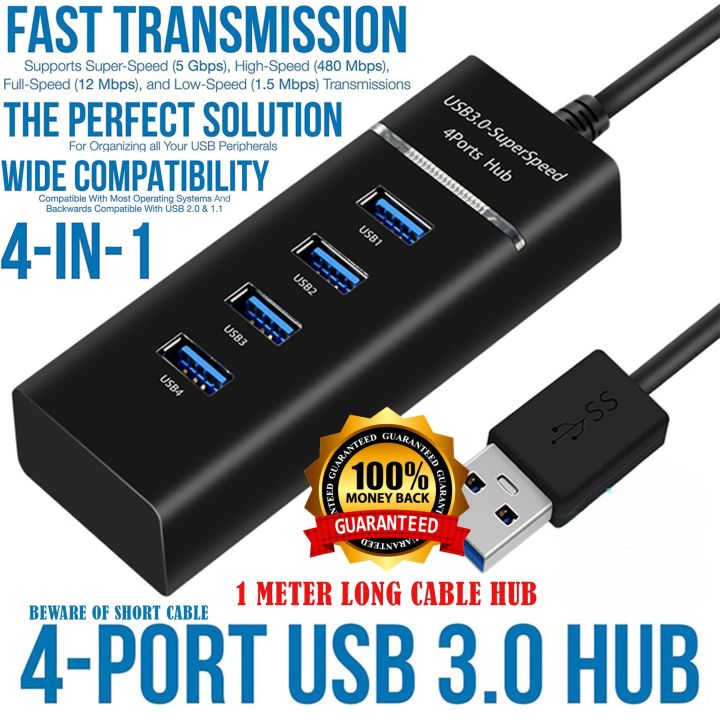 USB 3.0 Hub 4 Ports High Speed usb 3.0 port Hub Splitter Fast Data Transfer USB Hub Extender ...