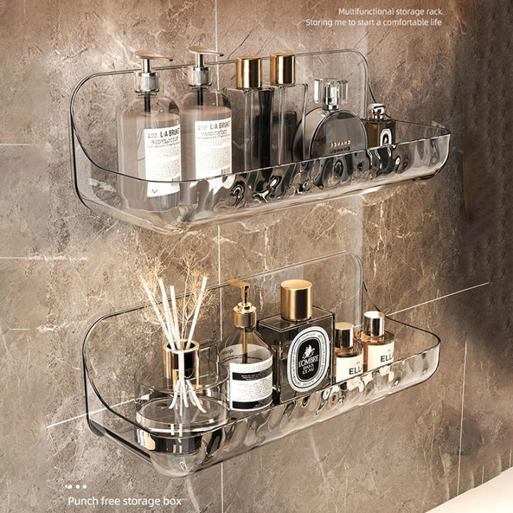 Bathroom Transparent Shelf Rack Wall-mounted Washbasin No-punch ...