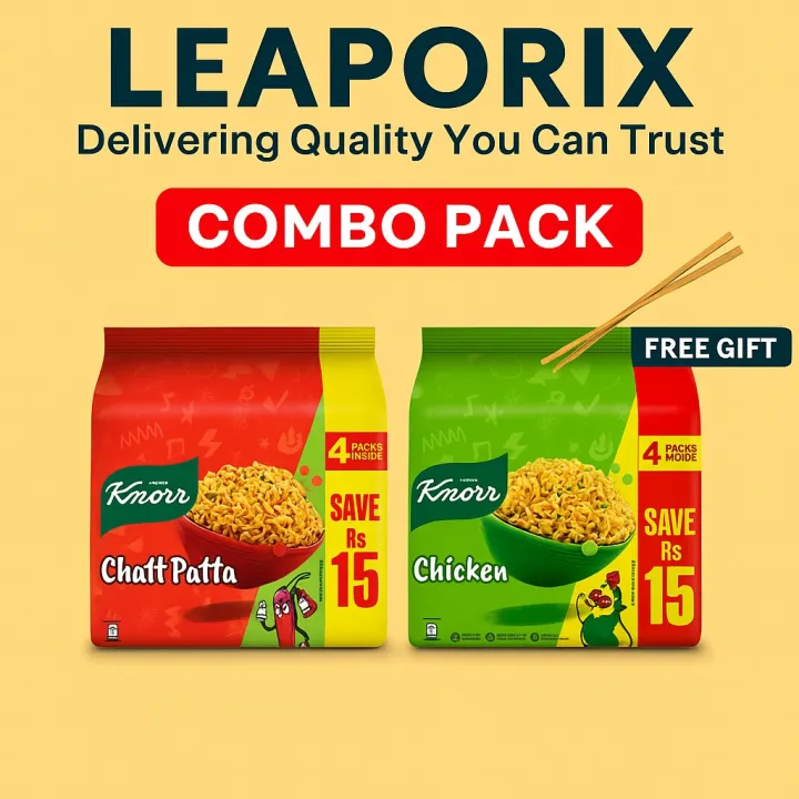 LEAPORIX MALL Combo Pack of 8 Instant Noodles (4 Chicken + 4 Chatt ...