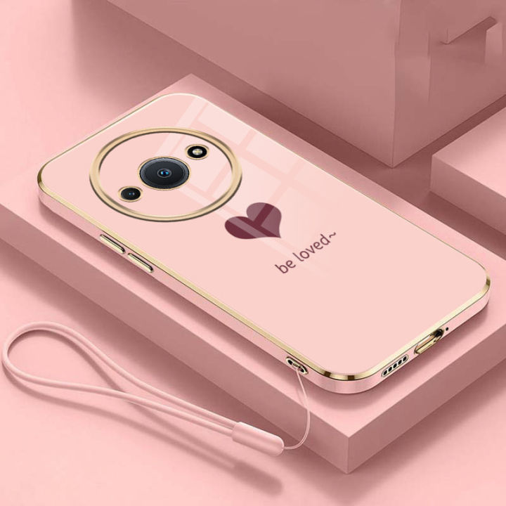 Redmi A3 redmi A3x Luxury Love Heart Casing Square Edges Plating Back ...