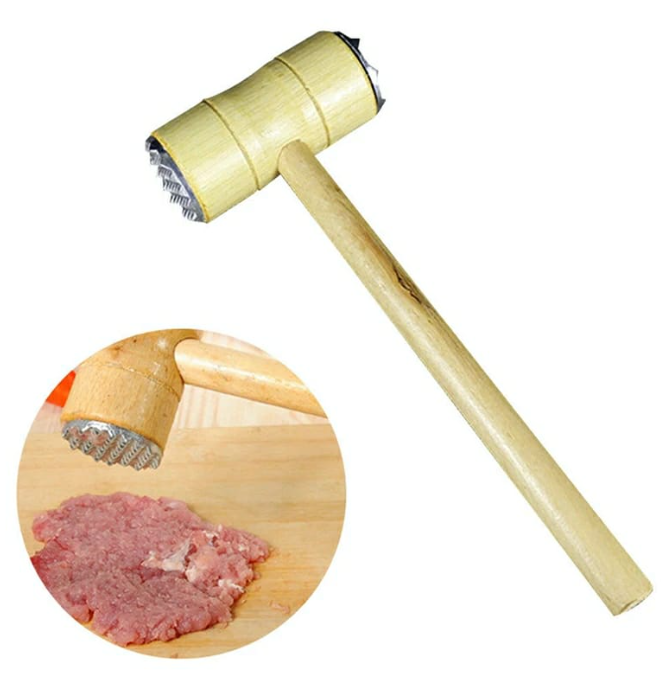 KLING Double Sided Meat Hammer for Meat - Wooden Mallet Meat Tenderizer ...
