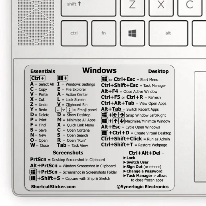 For Windows PC Computer Reference Keyboard Shortcut Sticker Adhesive ...