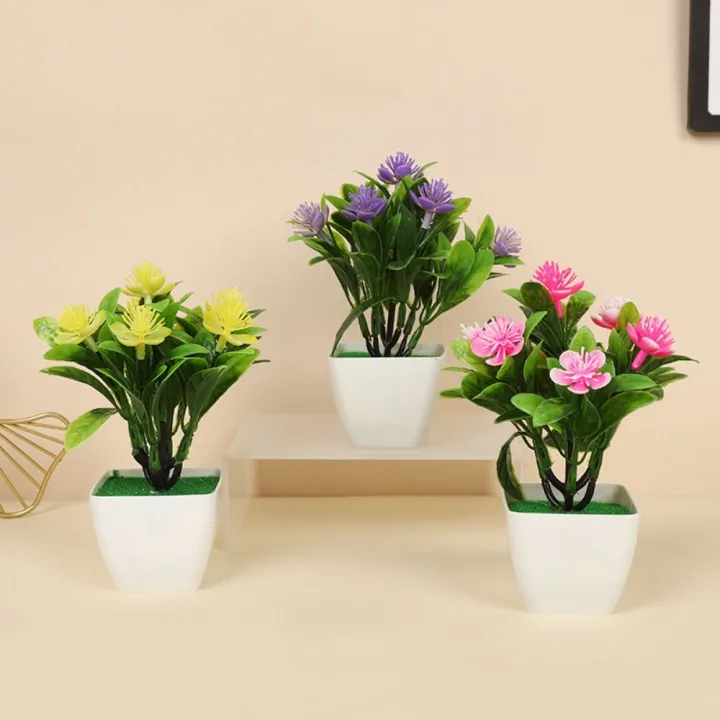 High Quality 6 Colors Artificial Potted Plant Plastic Office Table ...