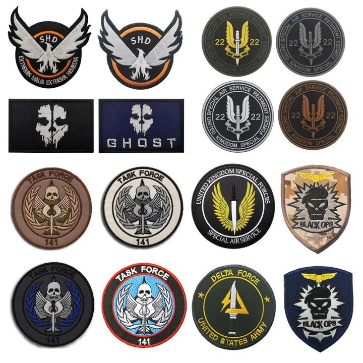 Bargain price Call of Duty Patches on Clothes Ghost Mask Embroidered SHD Black Ops Patch Morale ...