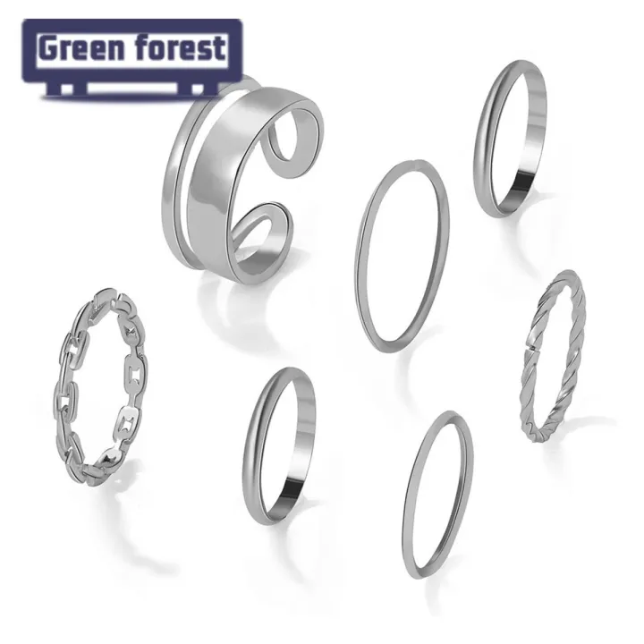 Green forest Wedding Rings Resizable Electroplating Stackable Finger ...