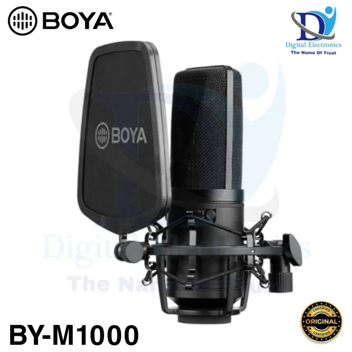 BOYA BY-M1000 Pro Large Diaphragm Condenser Microphone With Shock Mount & Pops Filter | Daraz.pk