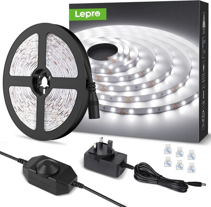"Lepro LED Strip Light White 5M 300 LEDs, 1650lm Dimmable for Kitchen ...