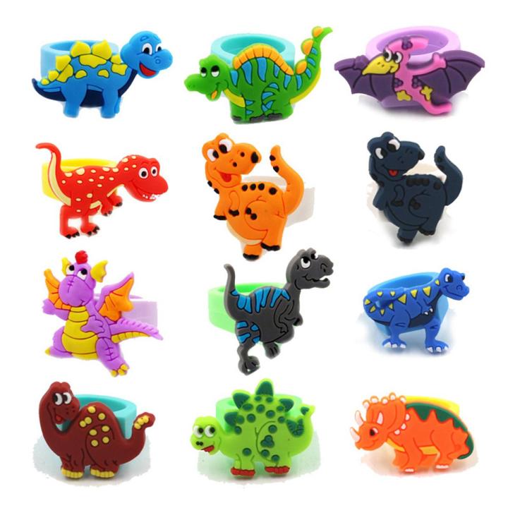 Dinosaur Ring Children's Ring Cartoon PVC Soft Rubber Dinosaur Birthday ...