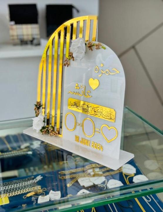Acrylic Nikah Thumb Board Transparent & Gold Decorative Marriage ...
