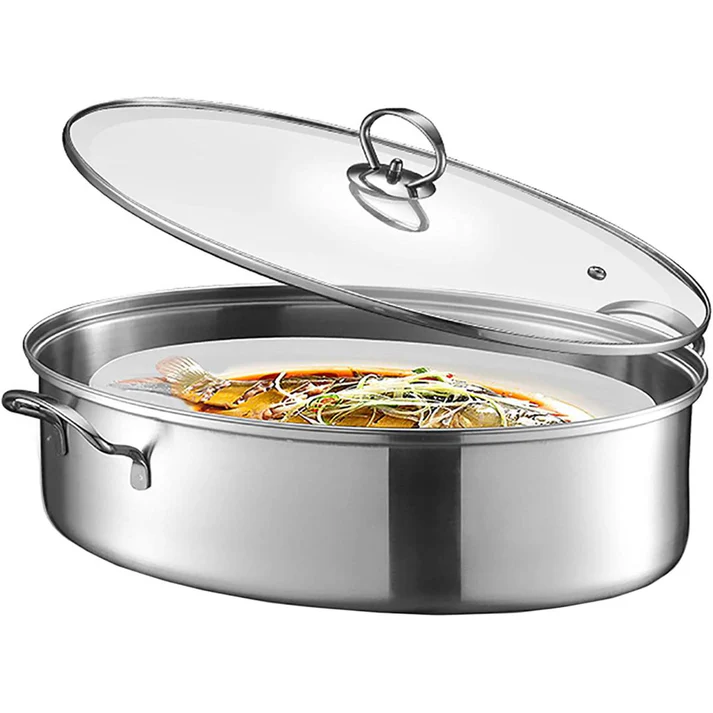 Alpha Stainless Steel Lagan Fish Pot / Flat Karahi | Daraz.pk