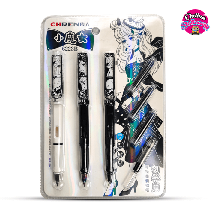 CHREN Cute Black And White Fountain Pen Set Of 3PCS | Daraz.pk