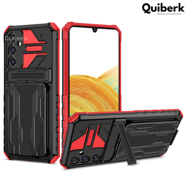 Quiberk for Samsung Galaxy A34 5G Card Slot Case Camera Lens Protector Stand Shockproof Hard ...