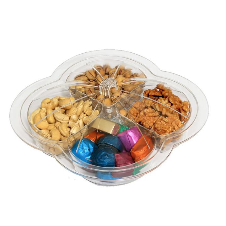 4-Compartments Acrylic Dry Fruit Serving Tray With Lid (Not Glass ...
