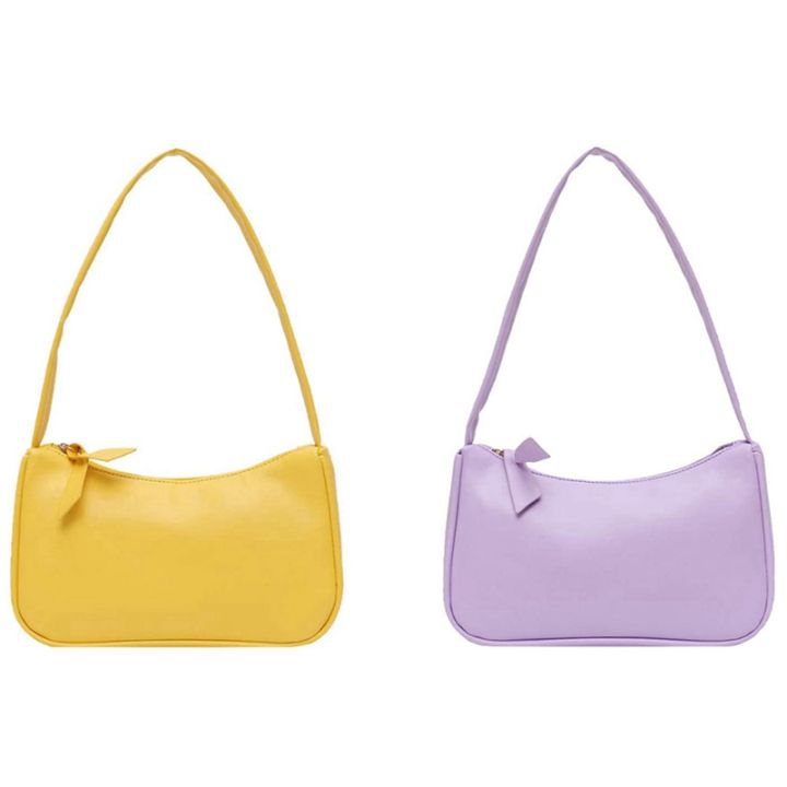 2 Pcs Female Baodan Shoulder Bag Net Red Armpit Bag Bowknot Handbag PU ...