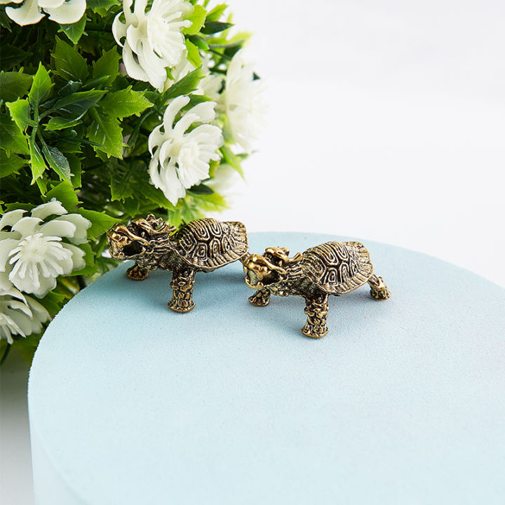 Room decoration 1PC Dragon Turtle Casting Figurine Metal Retro ...