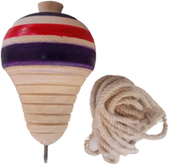 Wooden Spinner Lattu Toy For Kids With Rope. | Daraz.pk