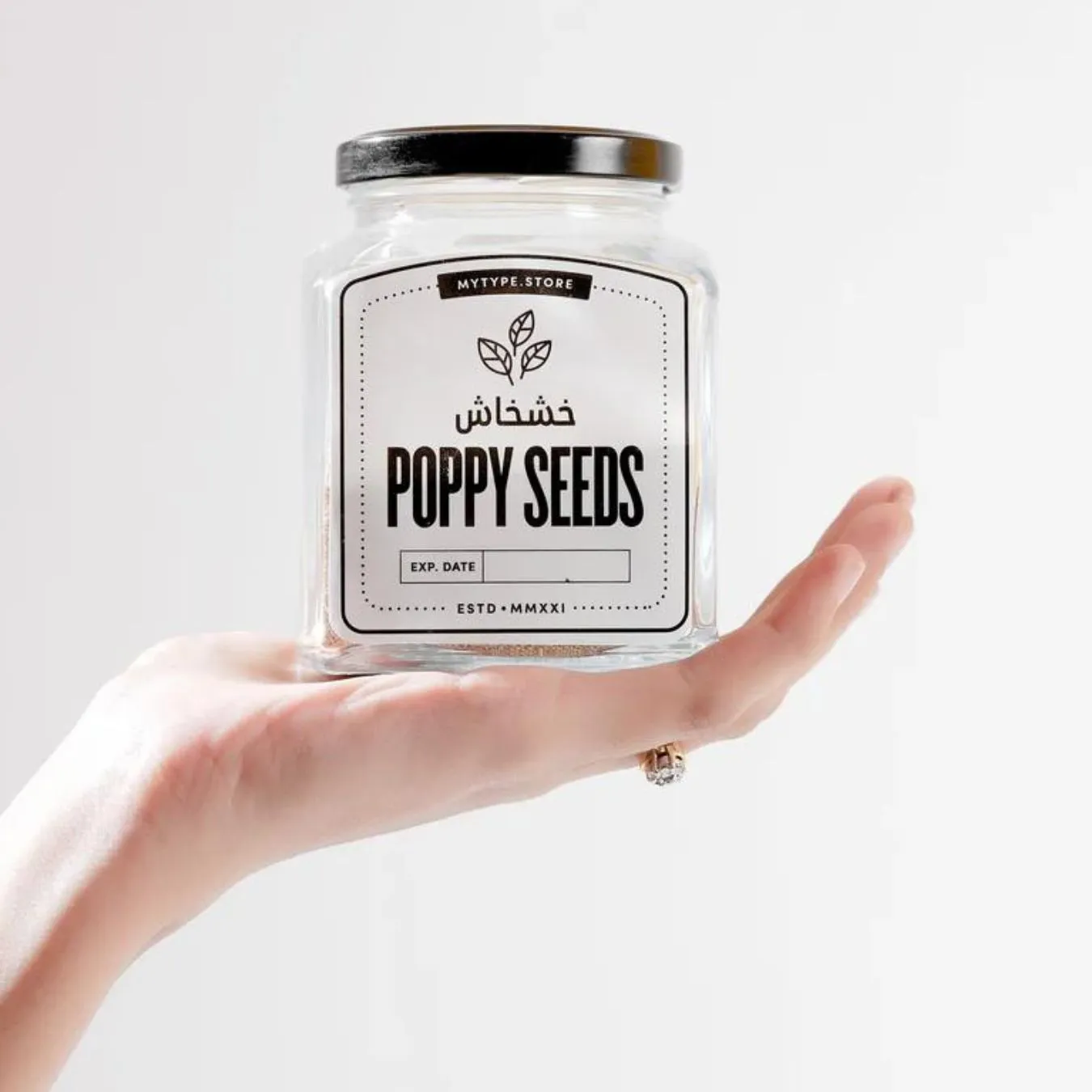 Pure 8 Glass Jar 400ml/500Gram with Stickers, Kitchen Spices jars ...