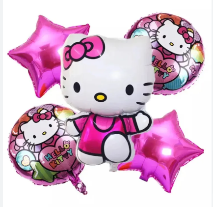 Hello Kitty Party Balloon Bouquet - Set Of 5 Balloons For A Birthday ...